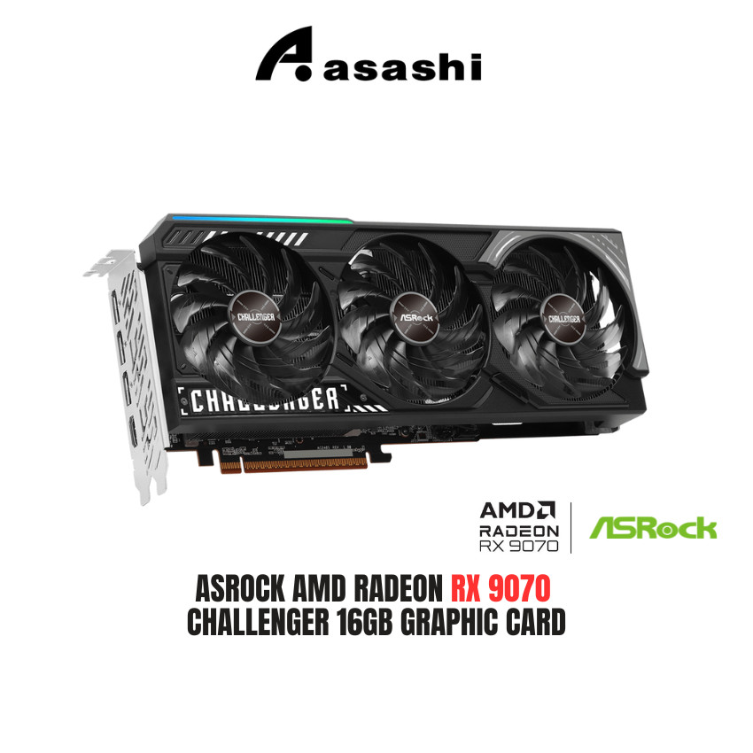 ASROCK AMD Radeon RX 9070 CHALLENGER 16GB GDDR6 GRAPHICS CARD ( RX9070 ...