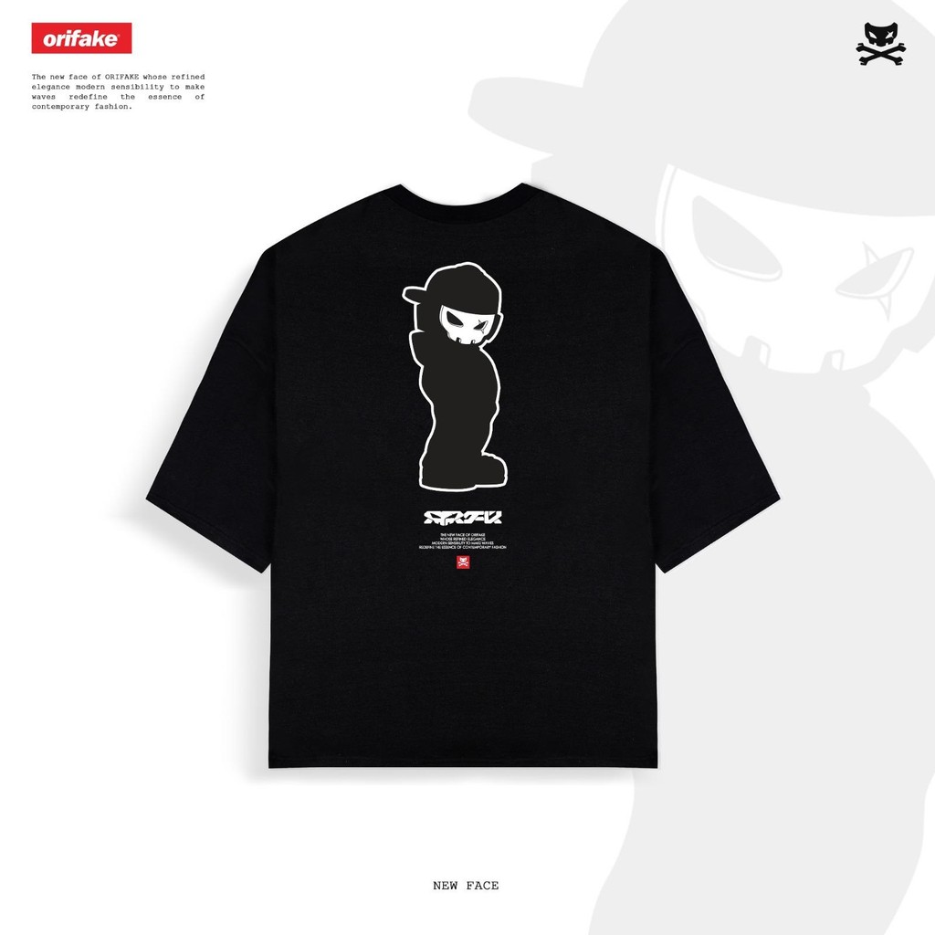 Orifake- Oversized T-Shirt Design New Face Black | Shopee Malaysia