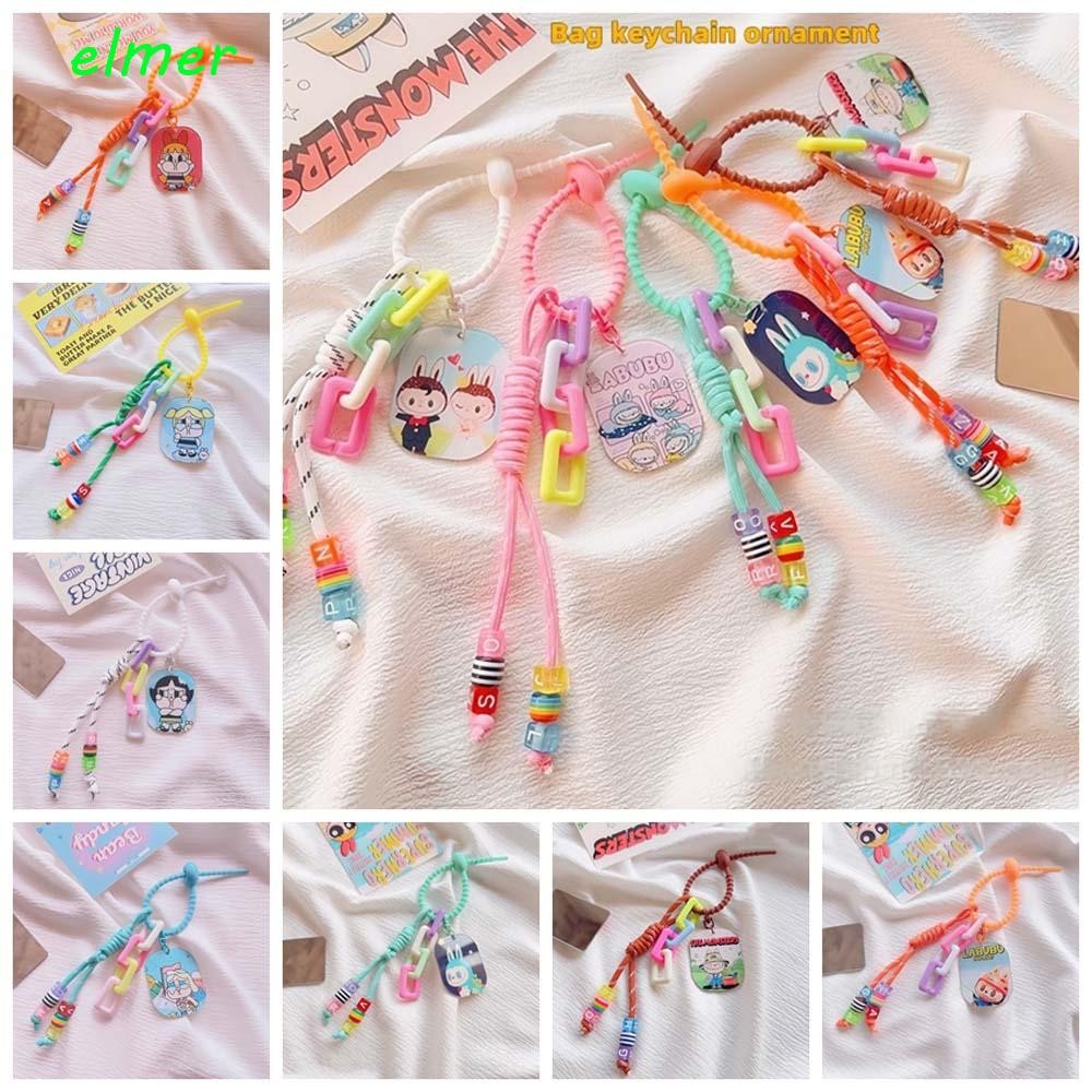 ELMER Labubu Doll Keychain, Bag Charm Small Ornament Candy Color Labubu ...