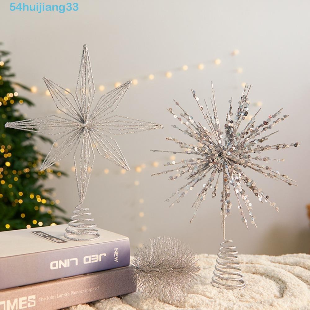 HUIJIANG Christmas Tree Toppers Star, Glitter LED Christmas Tree ...