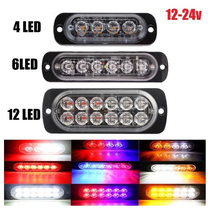 6 LED warning light 12-24V ultra-thin warning light strobe light LED ...