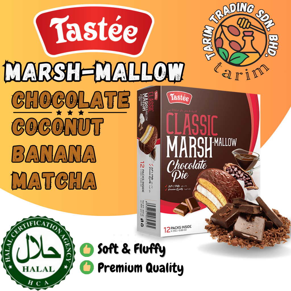 Tastee Marshmallow Chocolate Pie With Classic, Coconut, Banana, or Matcha Flavour 1Box x 300g ...