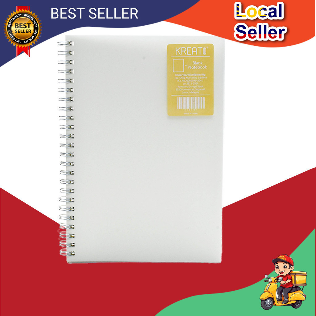 Buku Nota A5 Size PP Cover Spiral Blank Note Book70 Sheets (21cm x 14 ...
