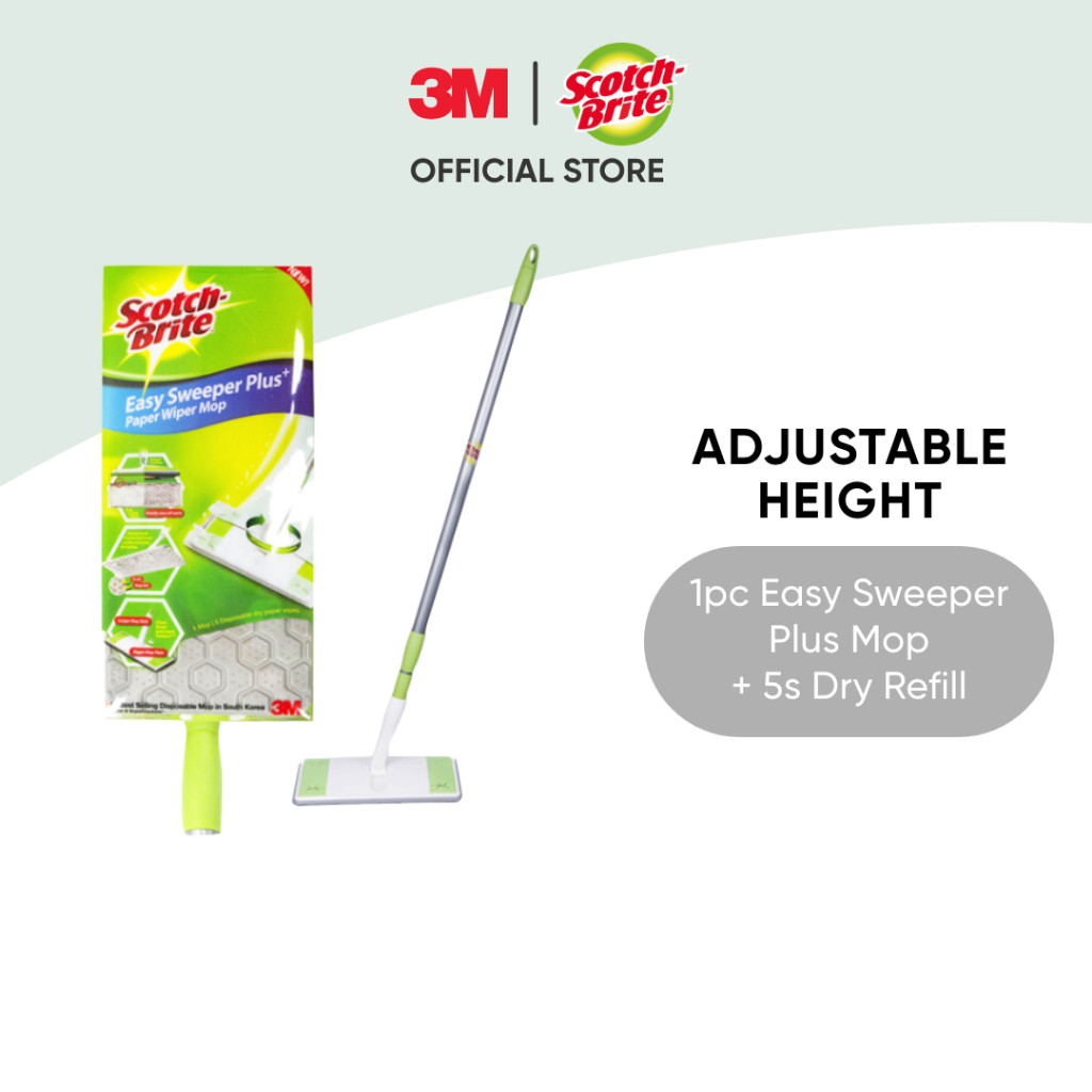 3M™ Scotch-Brite™ Easy Sweeper Plus+ Mop, Adjustable Height, 1 pc/pack ...