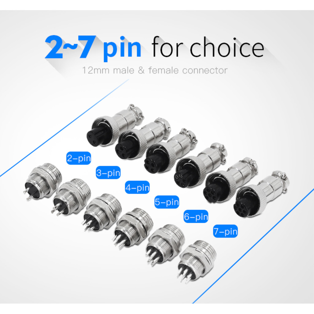 1pair GX12-2/3/4/5/6/7 Pin Male & Female Diameter 12mm Wire Panel Connector GX12 Circular ...