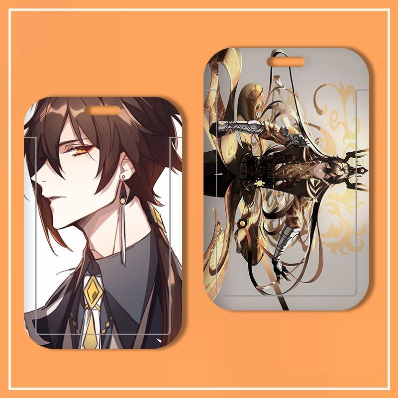 Genshin Impact ZhongLi DIY Student Card Set Campus Card Bus Card Holder ...