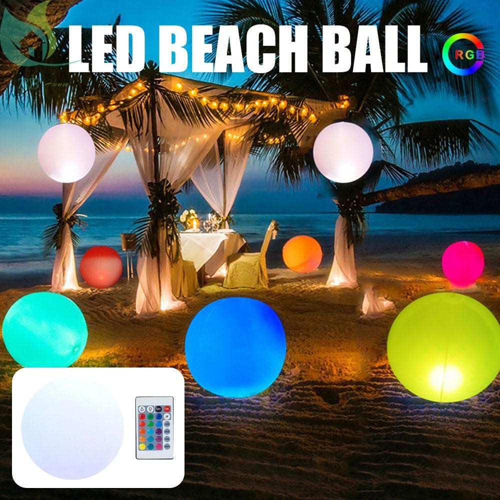 LED Beach Ball Toy 16 Color Changing Floating Pool Lights Beach Ball ...