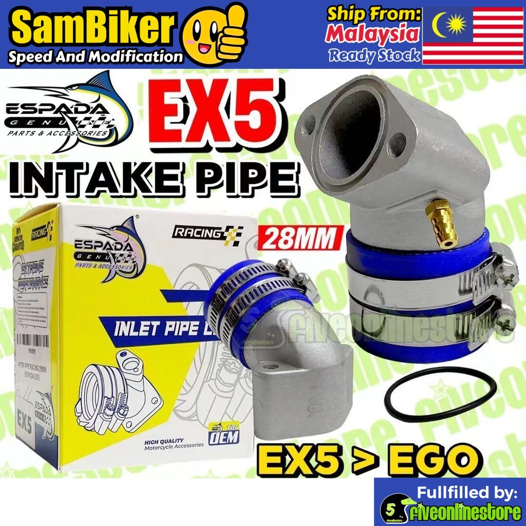 ESPADA Racing Intake Pipe With Rubber Tengkuk 28MM Yamaha EGO EGOS EX5 ...