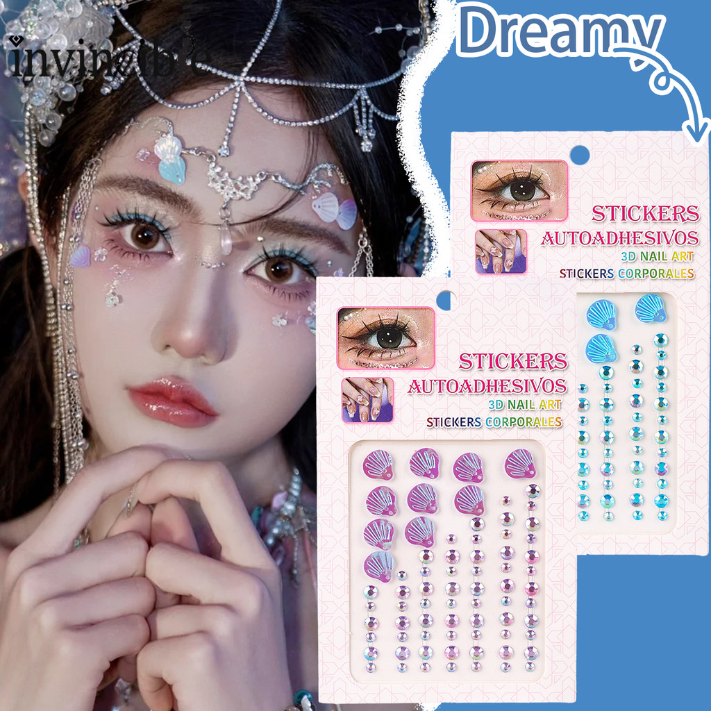 Shell Butterfly 3D Waterproof Face Diamond Stickers - Disposable ...