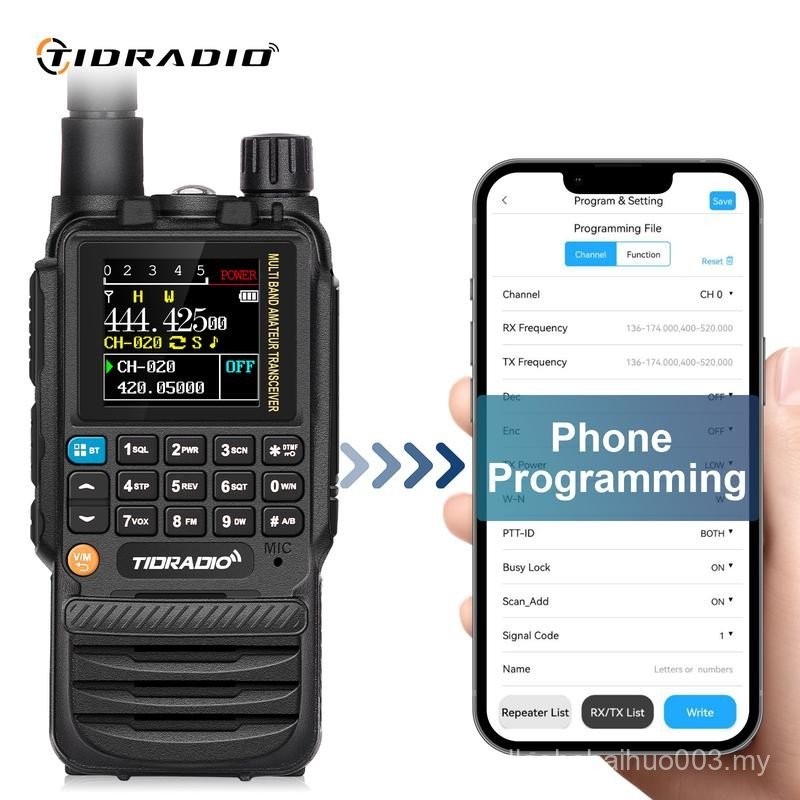 TIDRADIO TD-H3 GMRS&HAM Radio Pegang Tangan Jarak Jauh Walkie Talkie ...