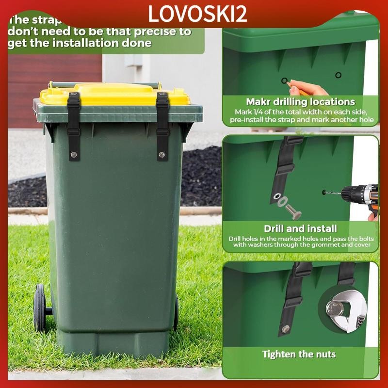 [LovoskiacMY] 2Pcs Trash Can Locks Straps for Animals Adjustable Home ...