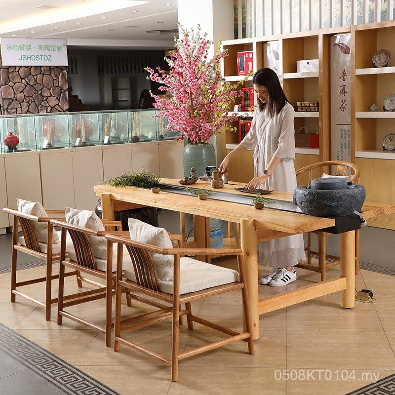 Log Tea Making Modern Fish Culture Office Simple Landscape Flowing ...
