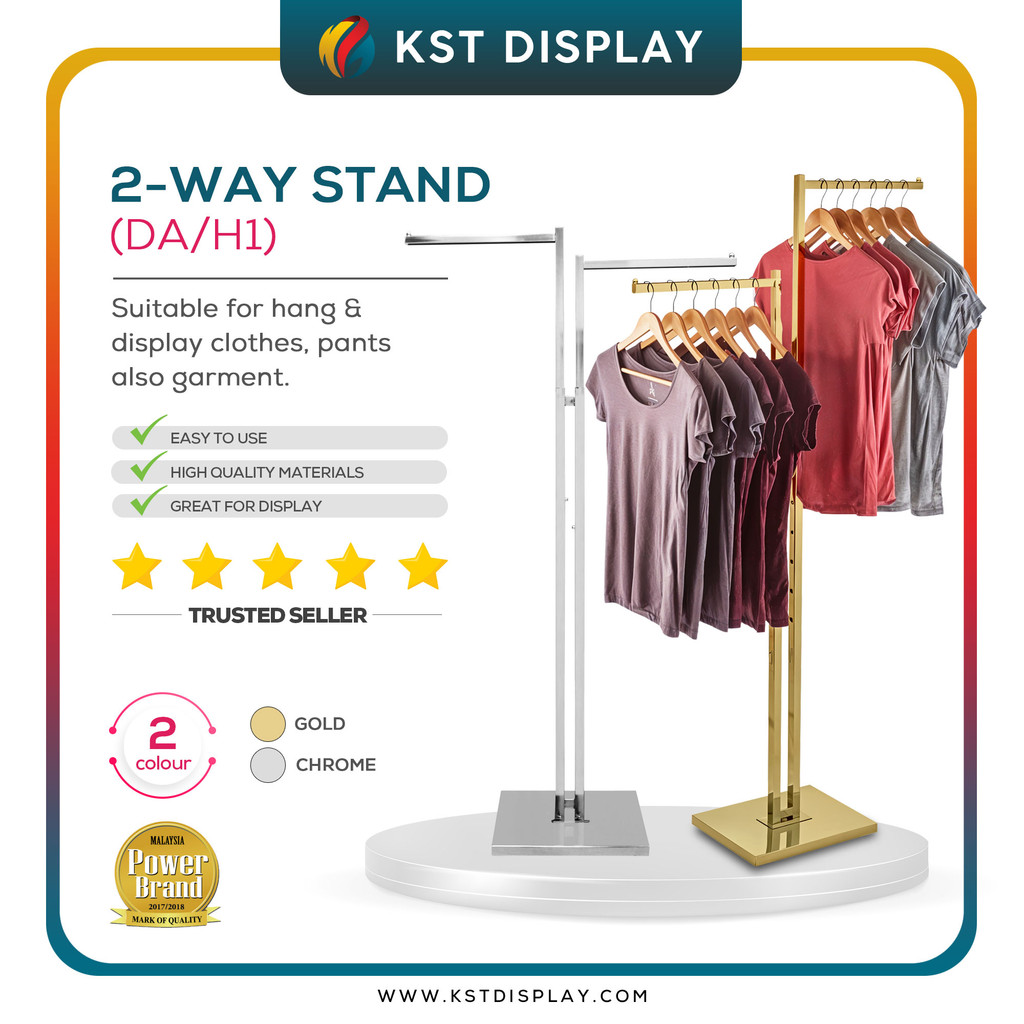 (High Quality) Heavy Duty 2 Way Display Stand / Tempat Gantung Pakaian ...