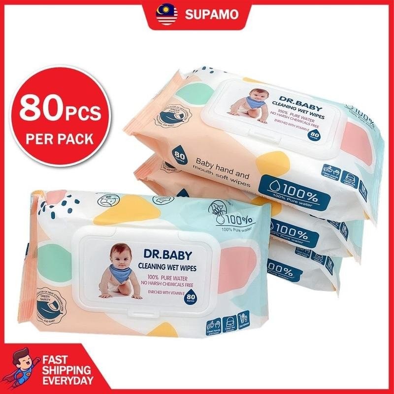 Supamo 80 unit tisu Bayi bukan alkohol Bayi tisu basah anti bakteria ...