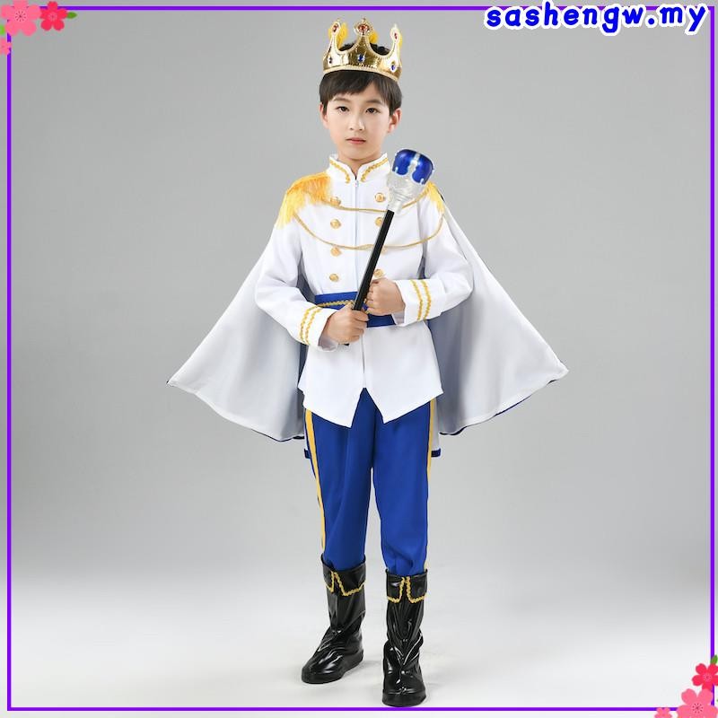 Prince King for boys Cosplay Halloween Costume for Kids Cape Crown for ...