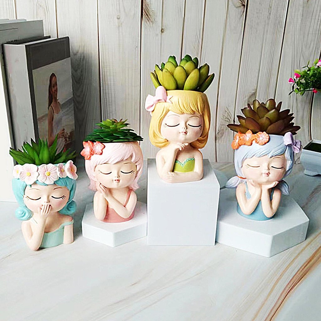 Face Planter Pot Little Girl Fairy Head Succulent Pots Face Planter for ...