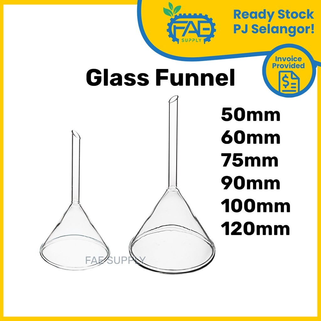 Glass Funnel Corong Kaca Filter funnel 50mm 60mm 75mm 90mm 100mm 120mm ...