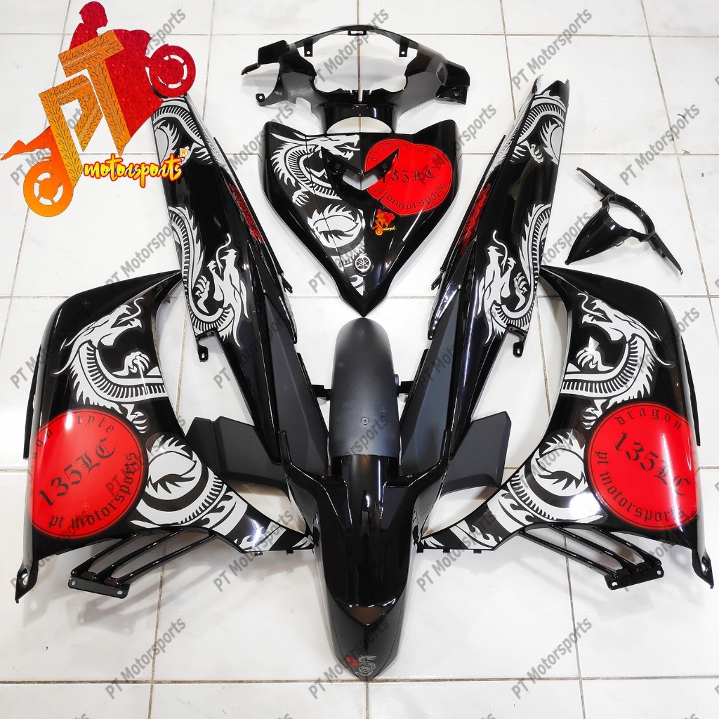 Yamaha LC 135 V1 V2 V3 V4 V5 V6 V7 V8 Lagenda 115zr Fi Cover Set Bodyset Hitam Black Body Set ...