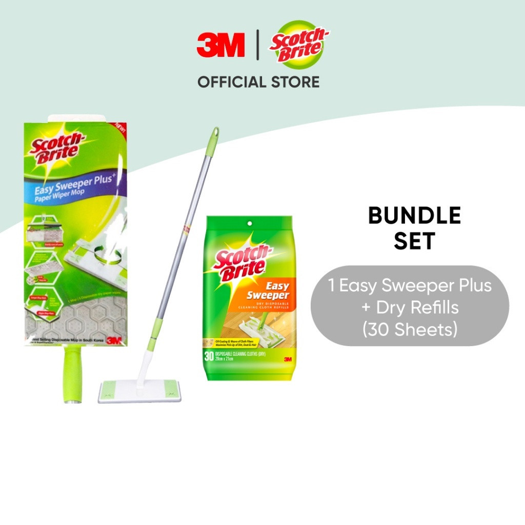 3M™ Scotch-Brite® [Bundle Set] Easy Sweeper Plus with Paper Wiper Mop ...