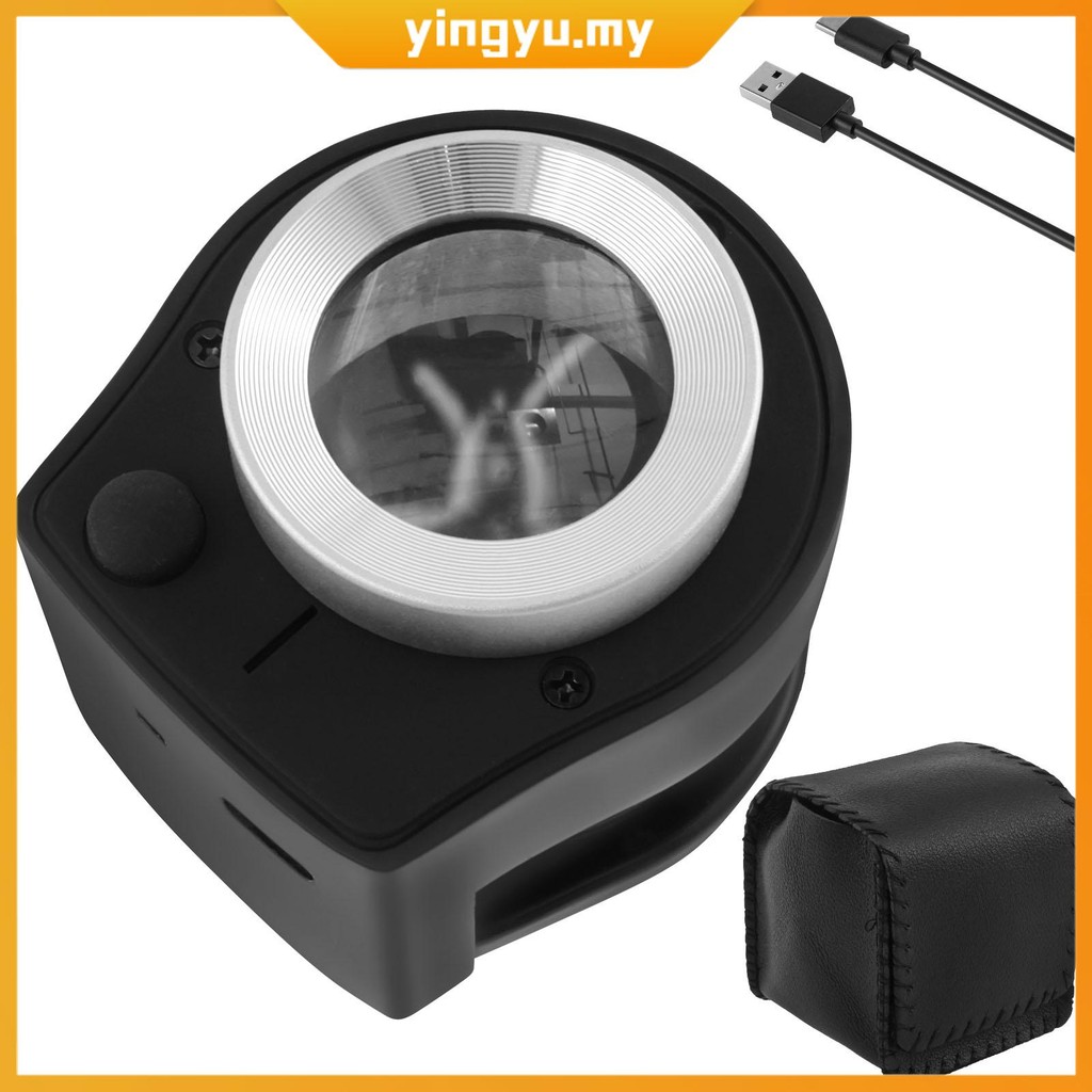 30X Desktop Jewelry Magnifier Metal Loupe Glass with 6LED Adjustable ...