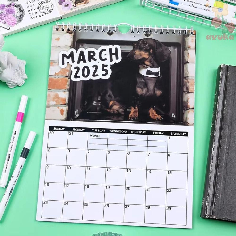 AVUKA Sausage Dog Themed Calendar, Medieval Hanging 2025 Calendar ...