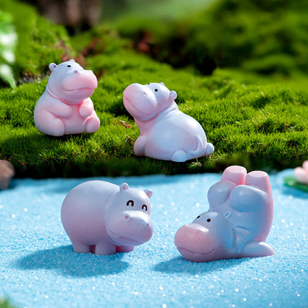 Office Desk Hippo Sculpture Miniature Hippo Ornament Adorable Mini ...