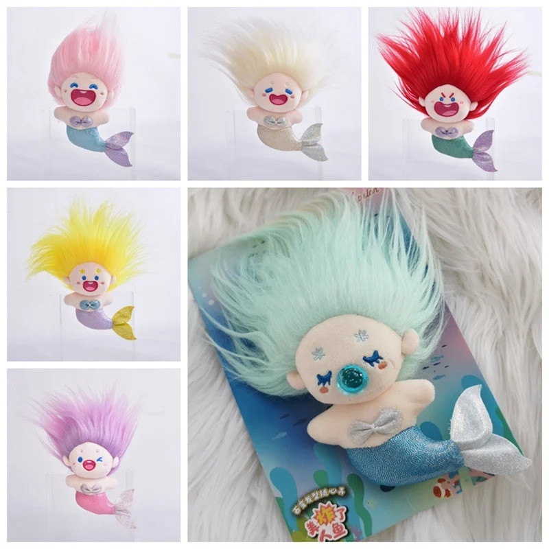 Kawaii Mini Mermaid Doll Fluffy Hair Mermaid Plush Toys Home Decoration ...