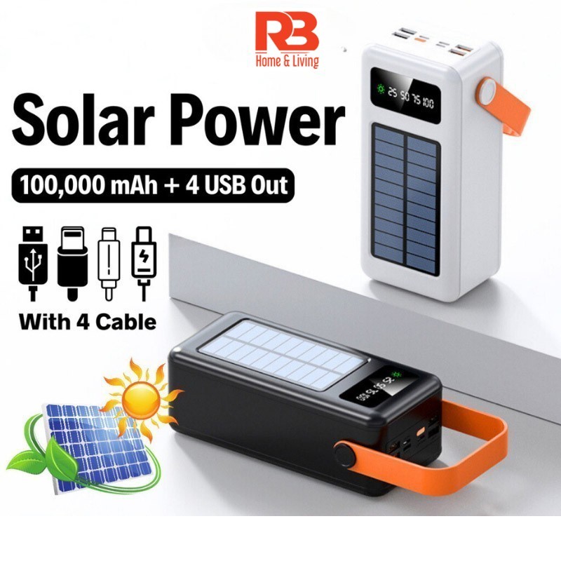 100000mAh Solar Power Bank Super Fast Charge Powerbank USB Type C ...
