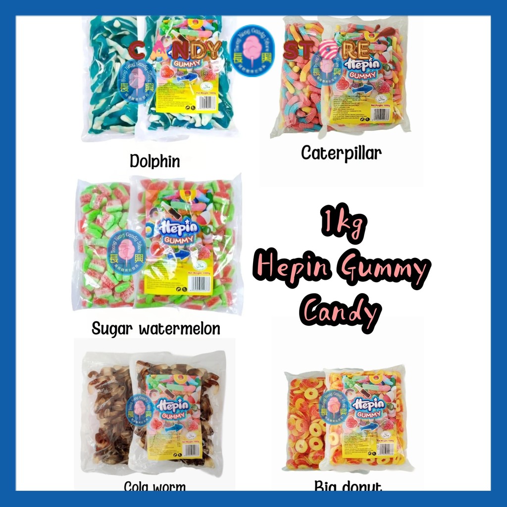 1kg Hepin Gummy Candy Mix Fruit Flavor Animated & Food Design (HALAL ...