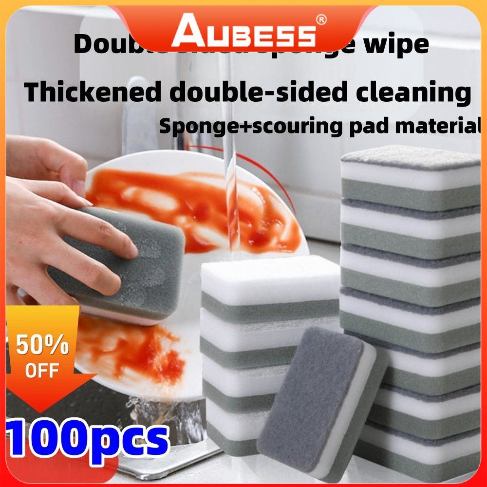 100pcs Kitchen Dishwashing Sponge Dishwashing Sponge Magic Cleaning ...