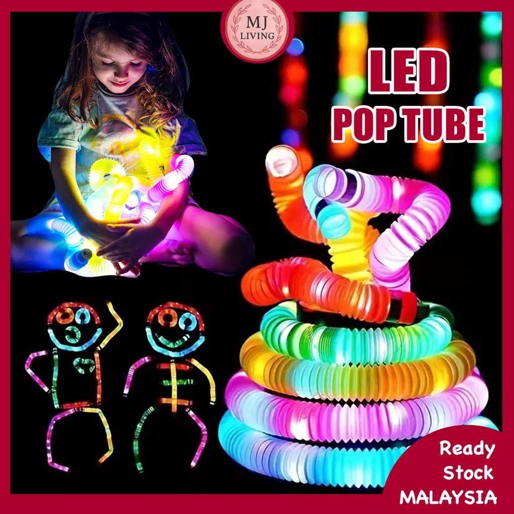 1 Pcs LED Pop Light Tubes Sensory Toy Pull Stretch Tube Children ...
