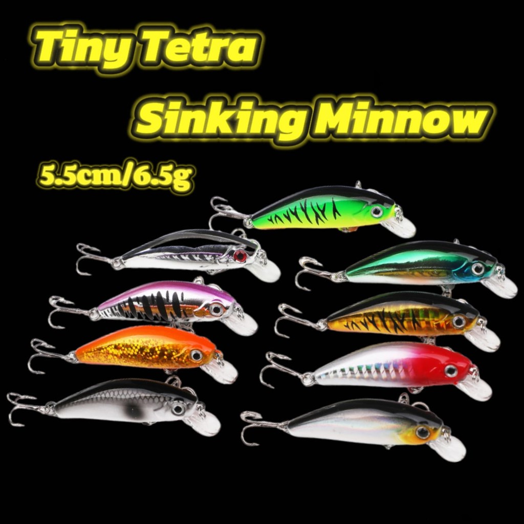 Tiny Tetra Sinking Minnow Fishing Mini Minnow Treble Hook Lure Bait 5 ...