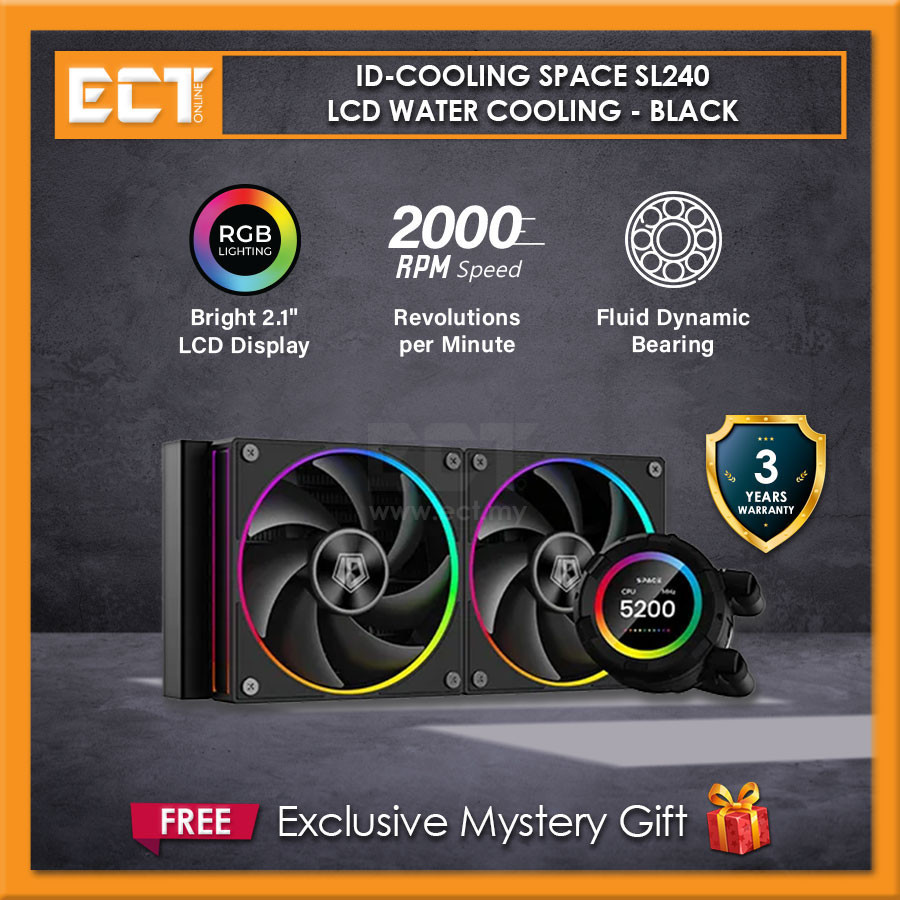 ID-Cooling Space SL240 LCD Water Cooling - Black / White | Shopee Malaysia