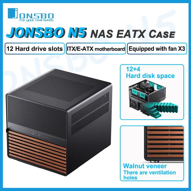 JONSBO N5 NAS Case 12 Hard Disk Space Support ATX Motherboard ATX Power ...