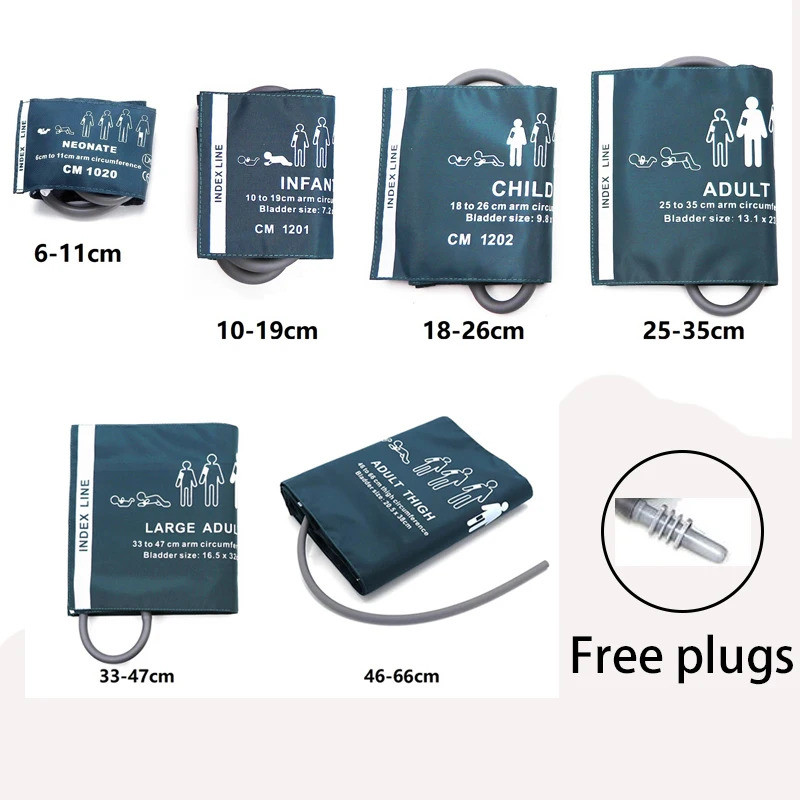 Six sizes of neonatal infant child adult and adult thigh cuff fit ...