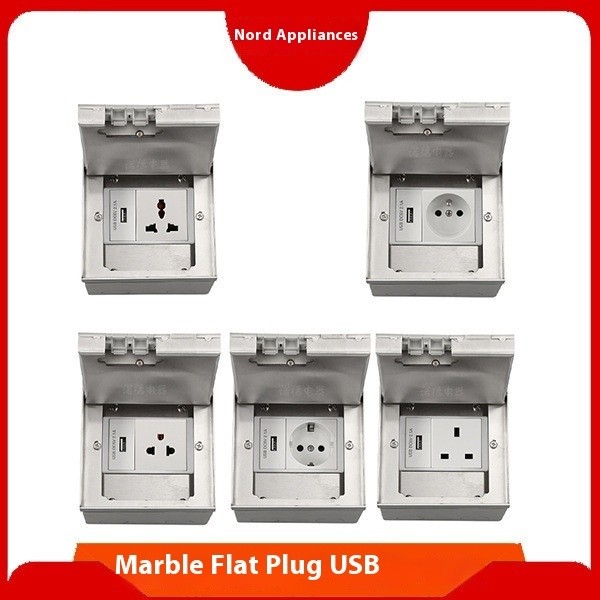 Marble Type Pure Stainless Steel Ground Socket+USB Type Embedded ...