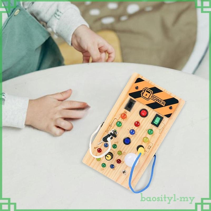[BaositybfMY] Montessori Wooden Busy Board with LED Lights Switch Toy ...