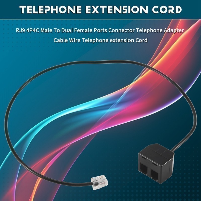 RJ9 4P4C Male To Dual Female Ports Connector Telephone Adapter Cable Wire Telephone extension ...