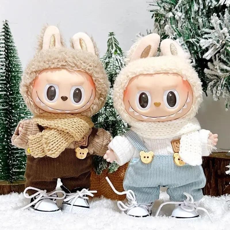 For Labubu v1/v2 sitting baby clothes Christmas dress up Bear overalls ...
