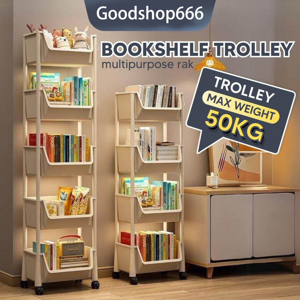 2/3/4 Tier Trolley Storage Multi-Layer Storage Rack With 4 Wheels ...