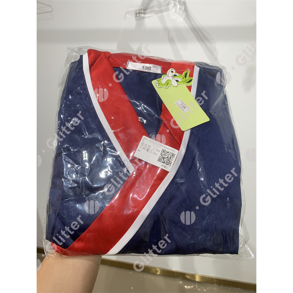 3PCS Set Hua Mulan Costume for Kids Girl Blue Kimono Skirt Belt Fan ...