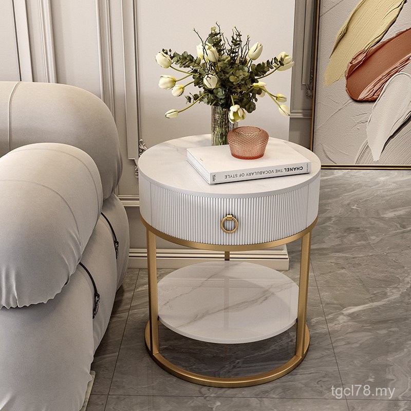 Meja sisi sofa batu, kabinet sisi, ruang tamu, sudut bulat sederhana ...