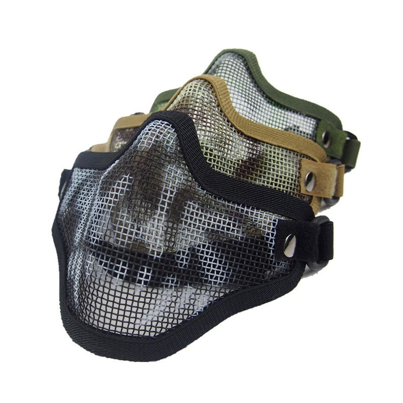 Field Tactical Half-Face Steel Wire Sports Mask Hard Shell Mask ...