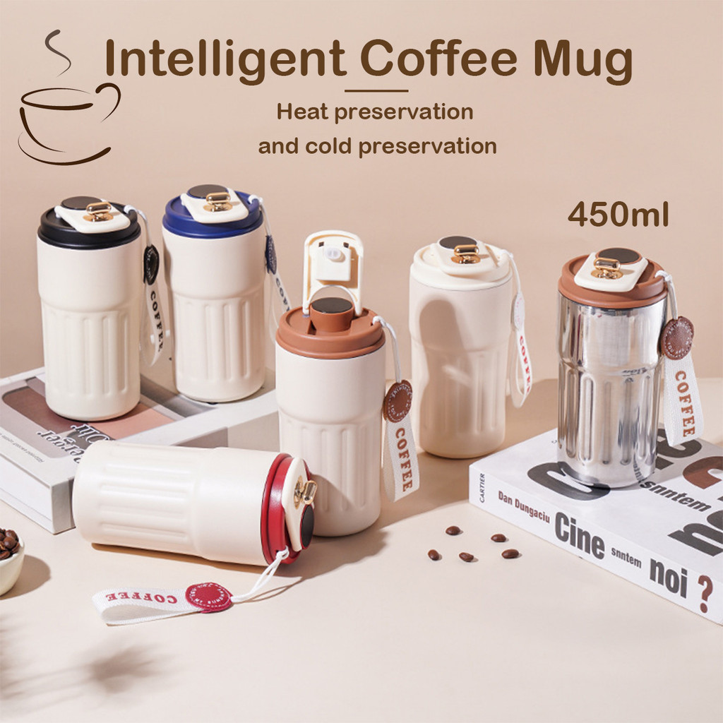 450ML Smart thermos cup LED temperature display Portable Thermos Coffee ...