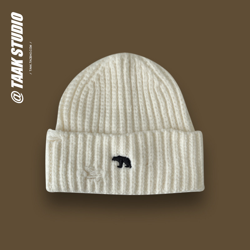 Warm Cold Hat Men Wool Ripped Female Polar Bear German Style Meila Ear ...