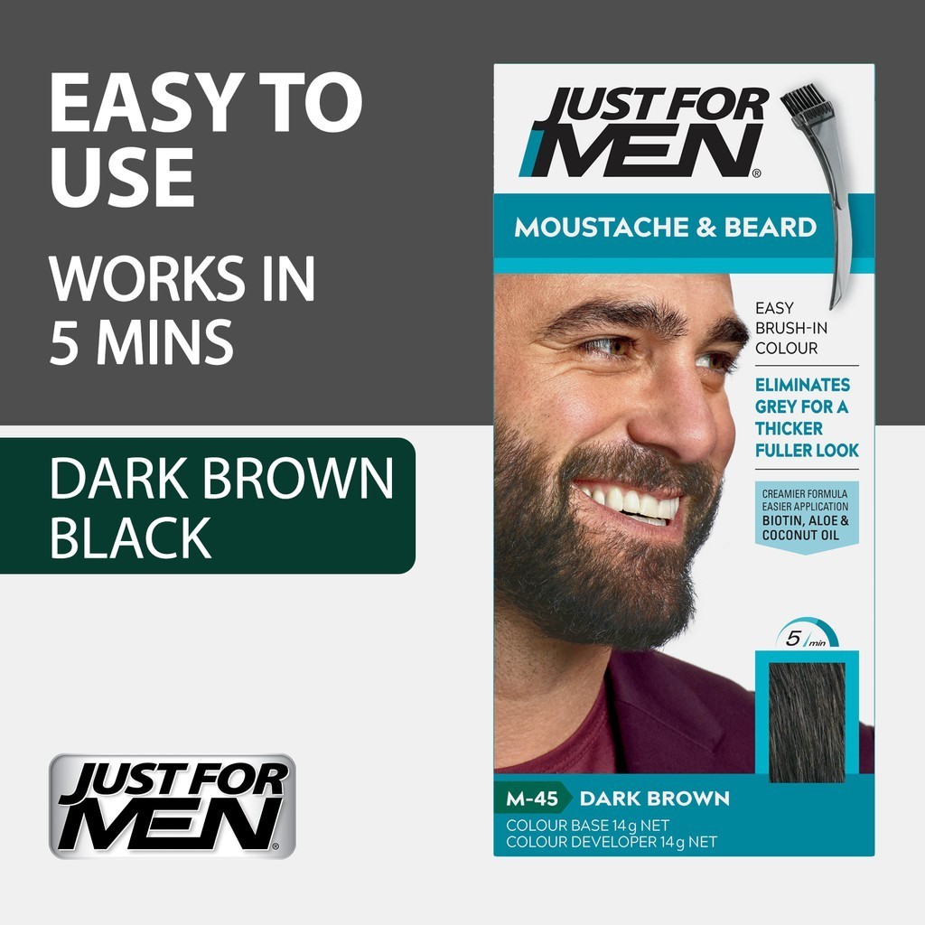 Just For Men Brush-In Color Gel for Moustache, Beard & Sideburns - Dark ...