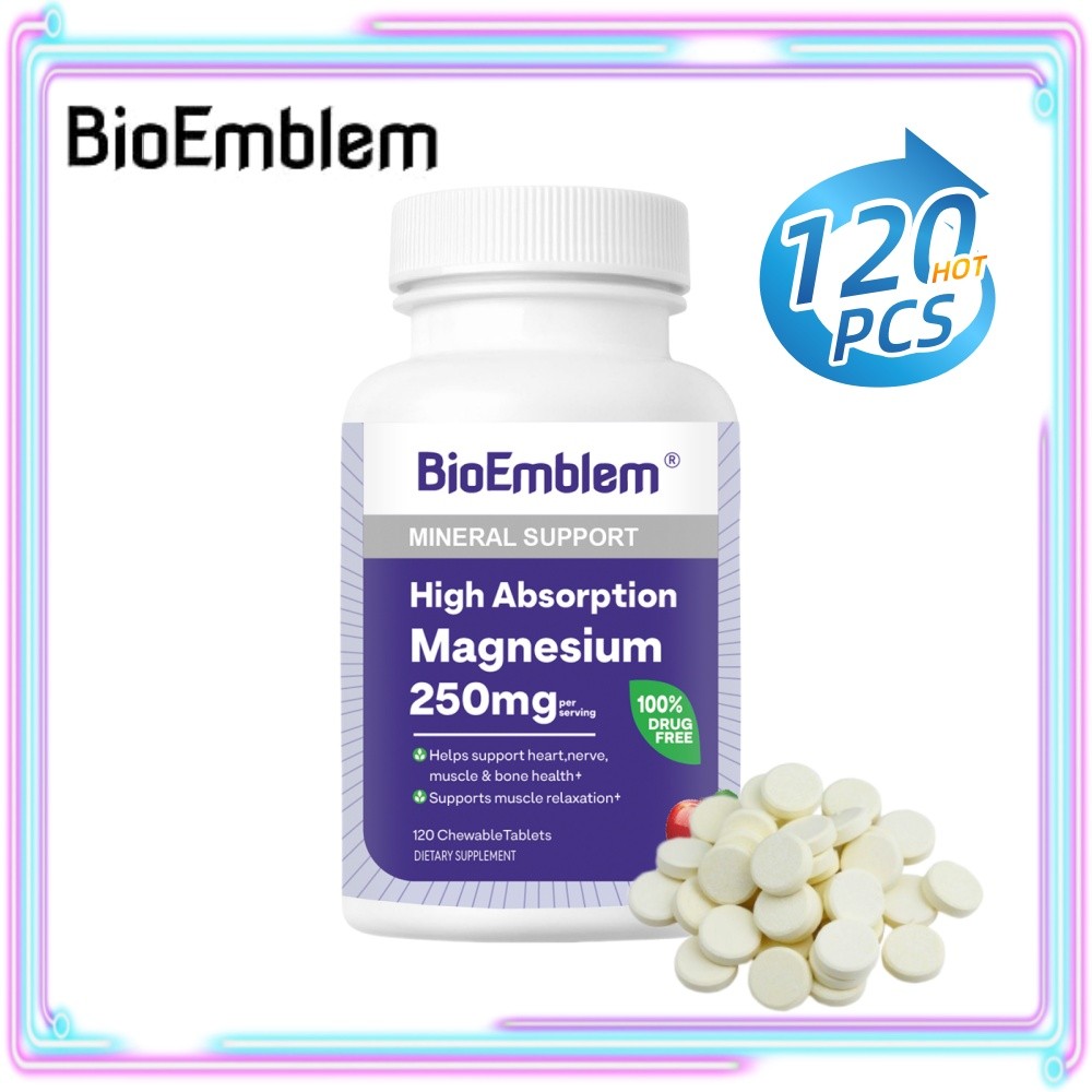 BioEmblem Magnesium Chewable Tablets Support Heart Health, Help Nerve ...