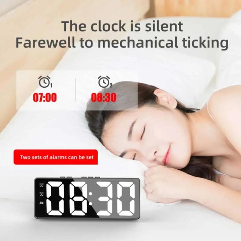 LED Digital Electronic Clock Backlight Large Number Alarm Clock Temperature Calendar Bedside ...