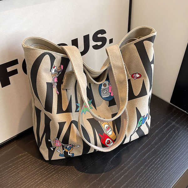 beg kain murah bag women tote Beg kanvas abjad wanita kapasiti besar ...