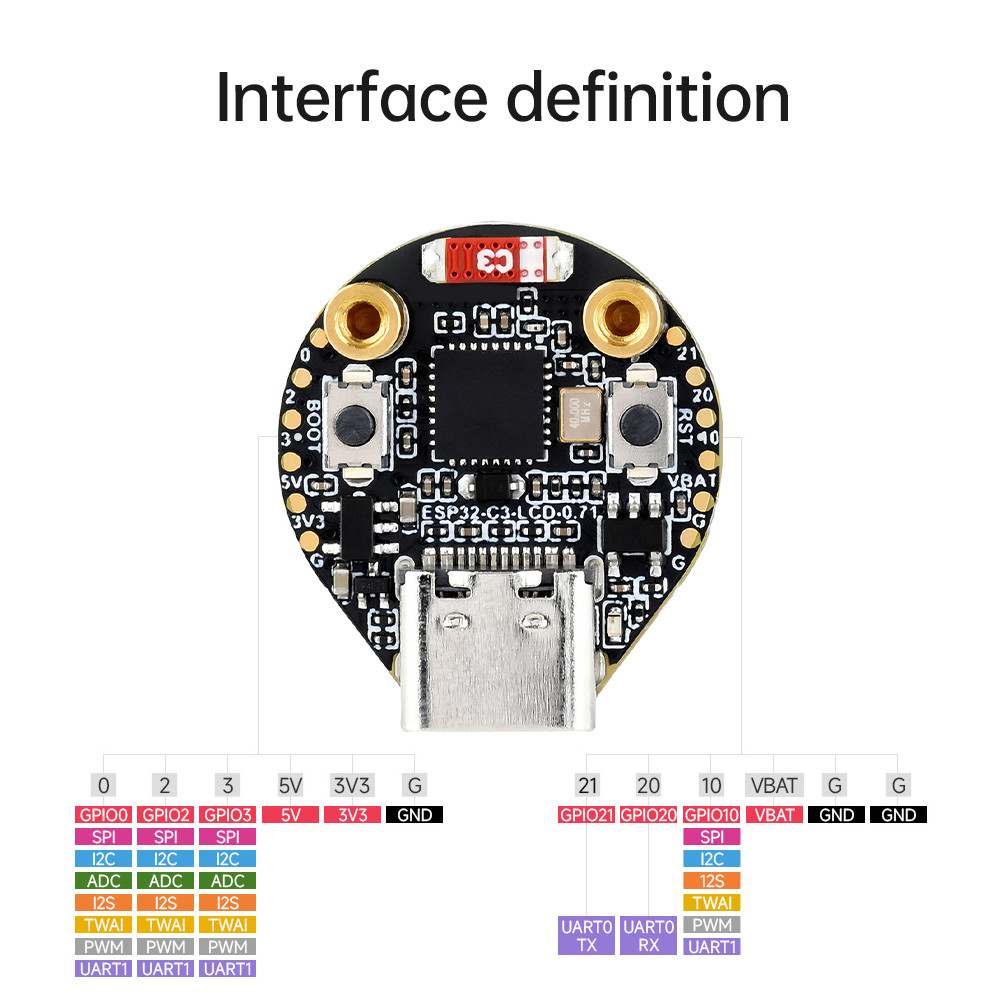 DIYMORE ESP32-C3 0.71 Inch Circular Ips Lcd Development Board With a ...